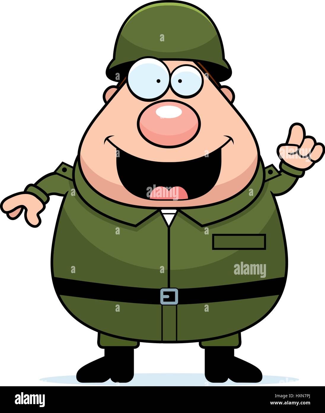 A cartoon illustration of an army soldier with an idea Stock Vector ...