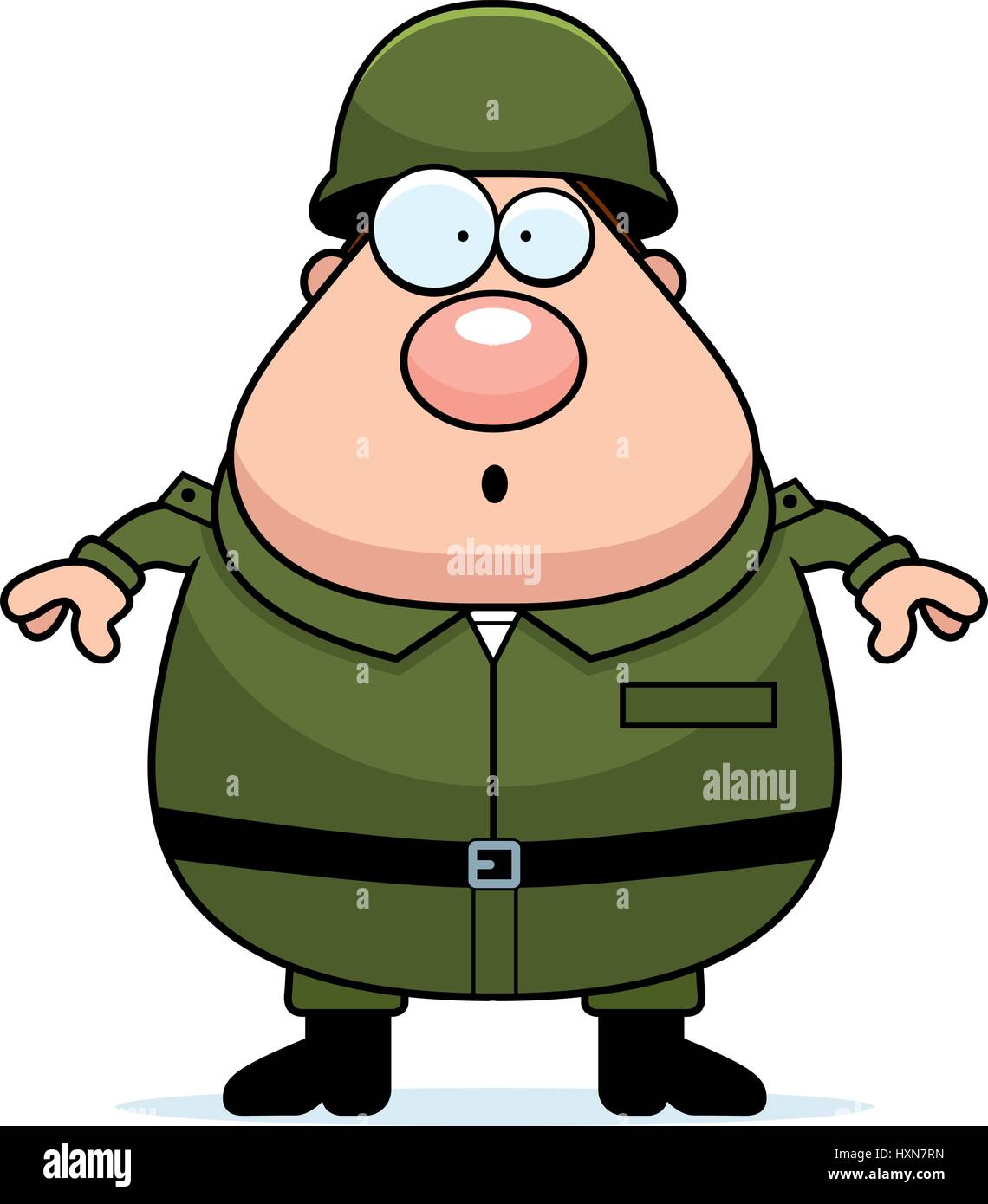 A cartoon illustration of an army soldier looking surprised Stock ...