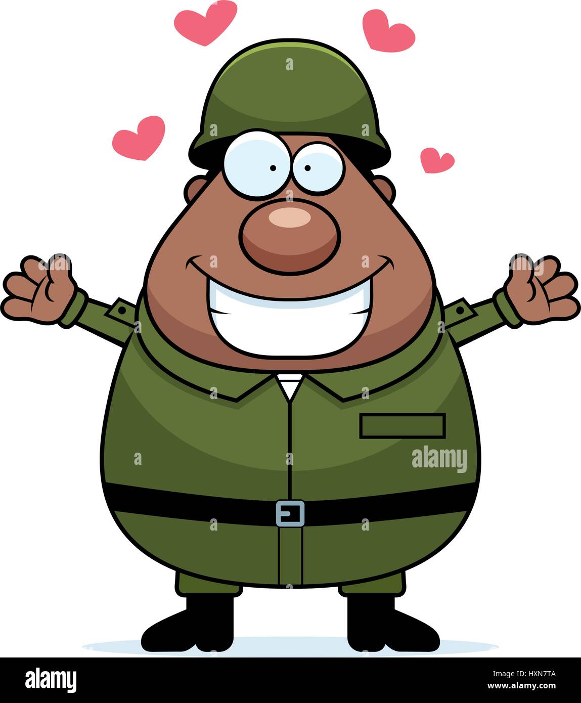 A cartoon illustration of an army soldier ready to give a hug Stock ...