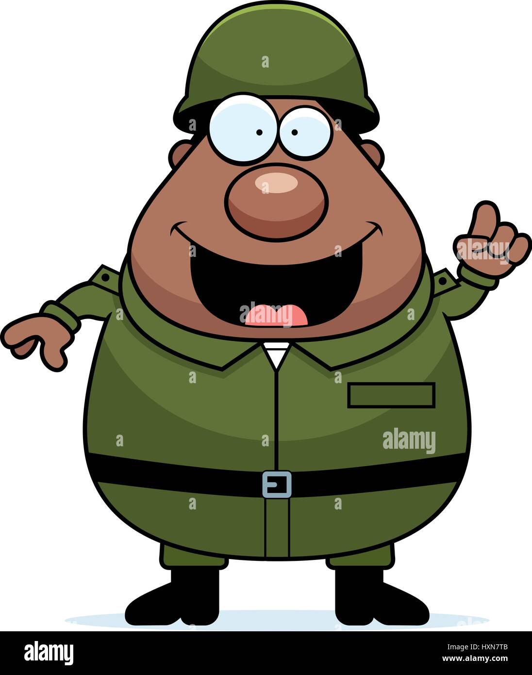 A cartoon illustration of an army soldier with an idea Stock Vector ...