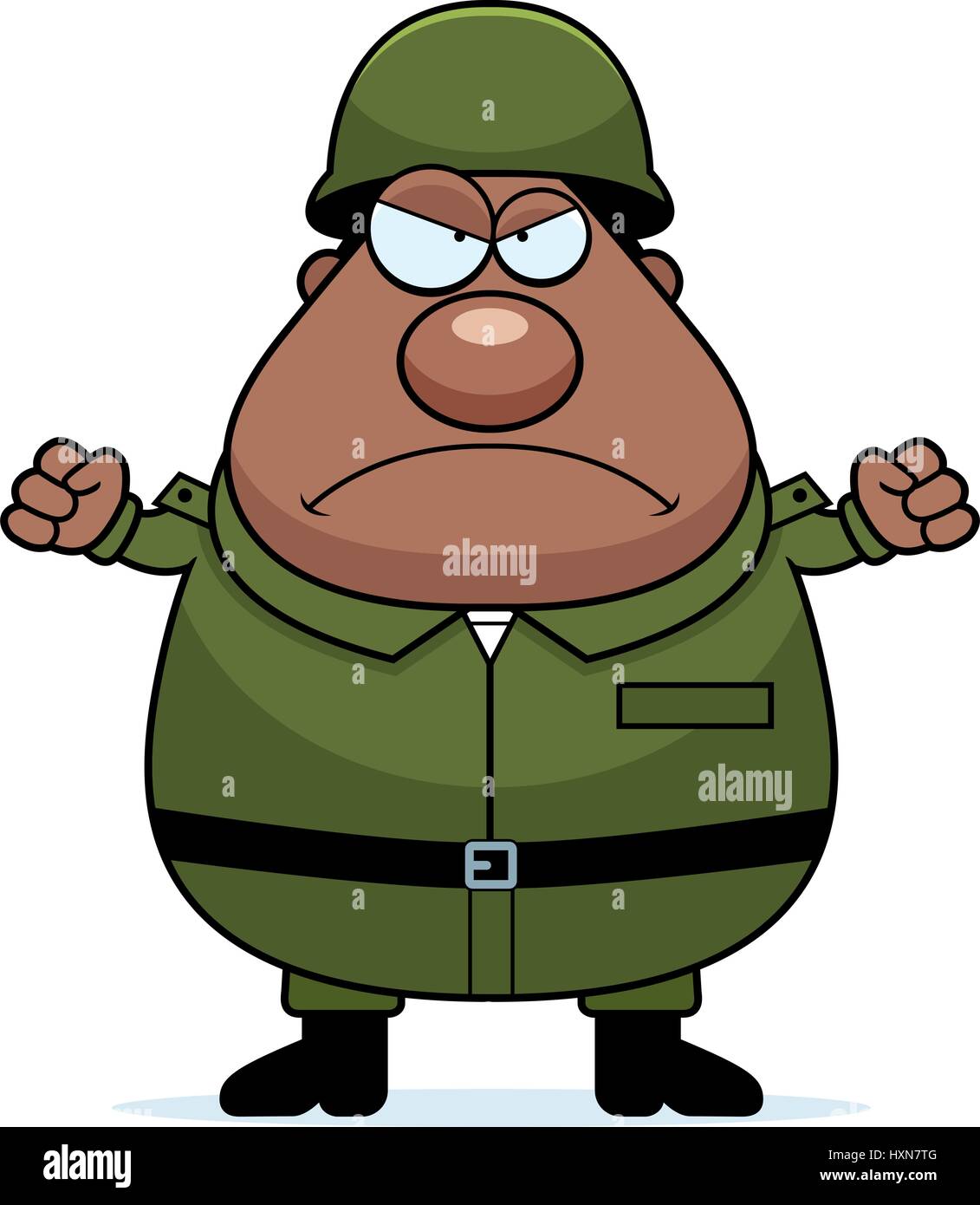 A cartoon illustration of an army soldier looking angry Stock Vector ...