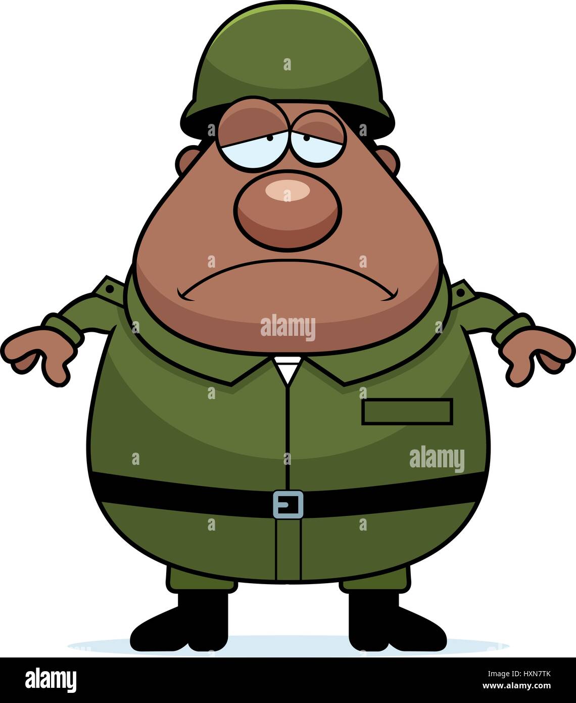 A cartoon illustration of an army soldier looking tired Stock Vector ...