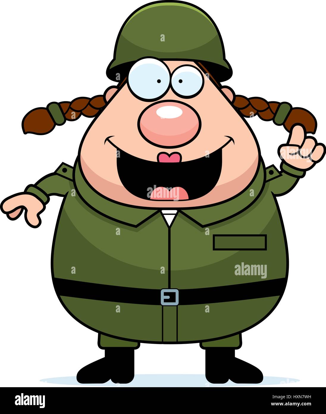 A cartoon illustration of a woman soldier with an idea Stock Vector ...