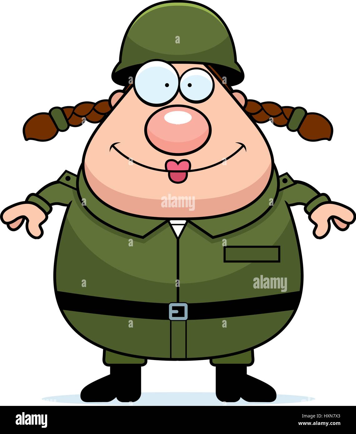 A cartoon illustration of a woman soldier smiling Stock Vector Image ...