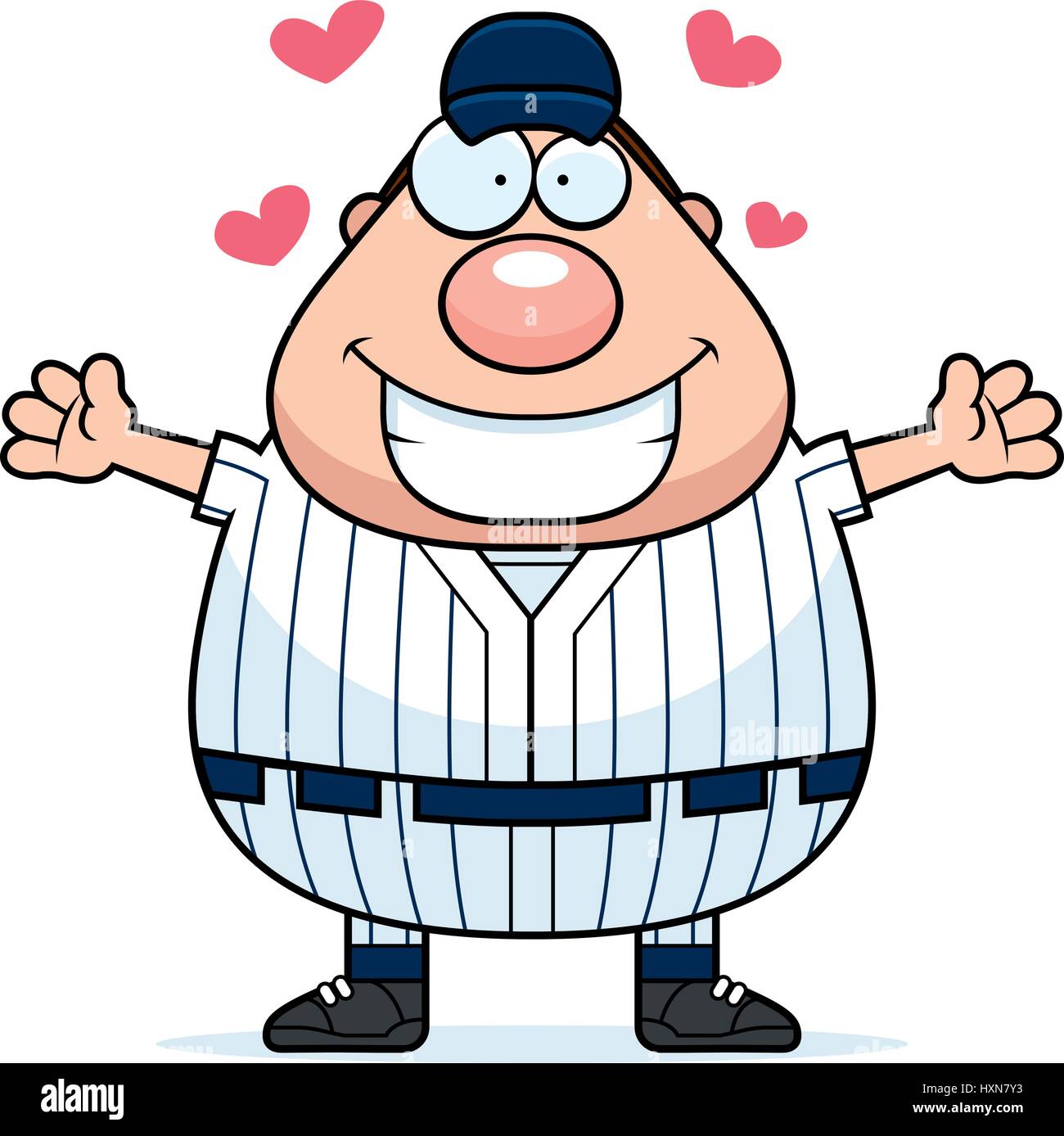 A cartoon illustration of a baseball player ready to give a hug Stock ...