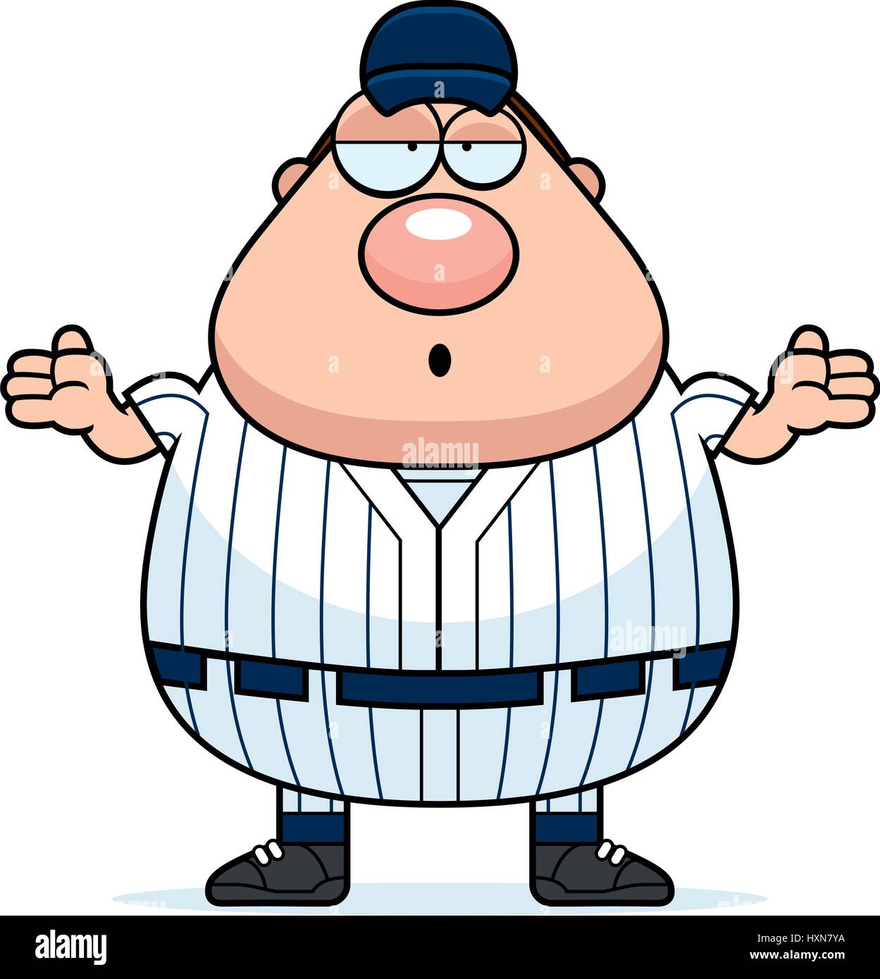 A cartoon illustration of a baseball player looking confused Stock ...