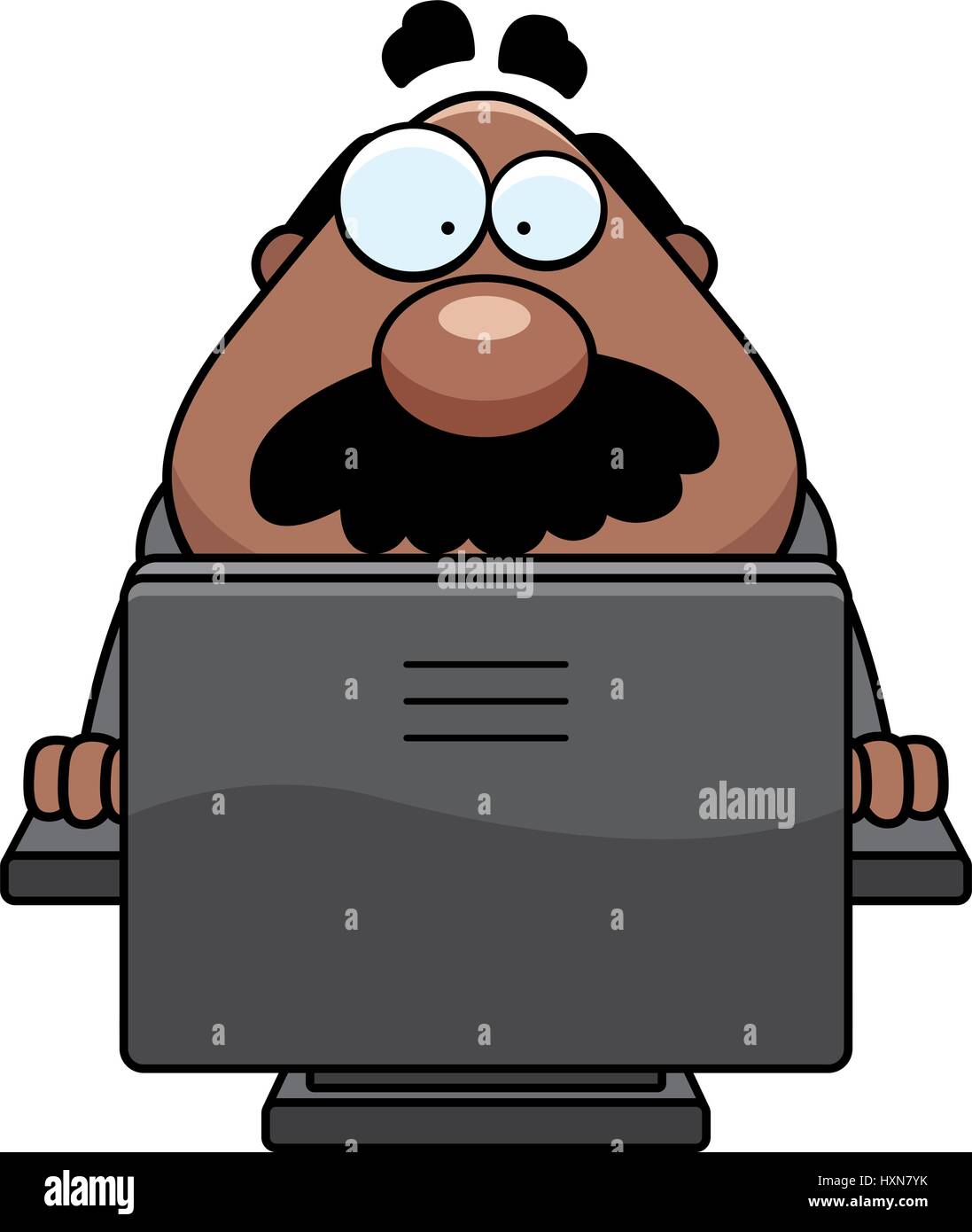 A cartoon illustration of a boss with a computer Stock Vector Image ...