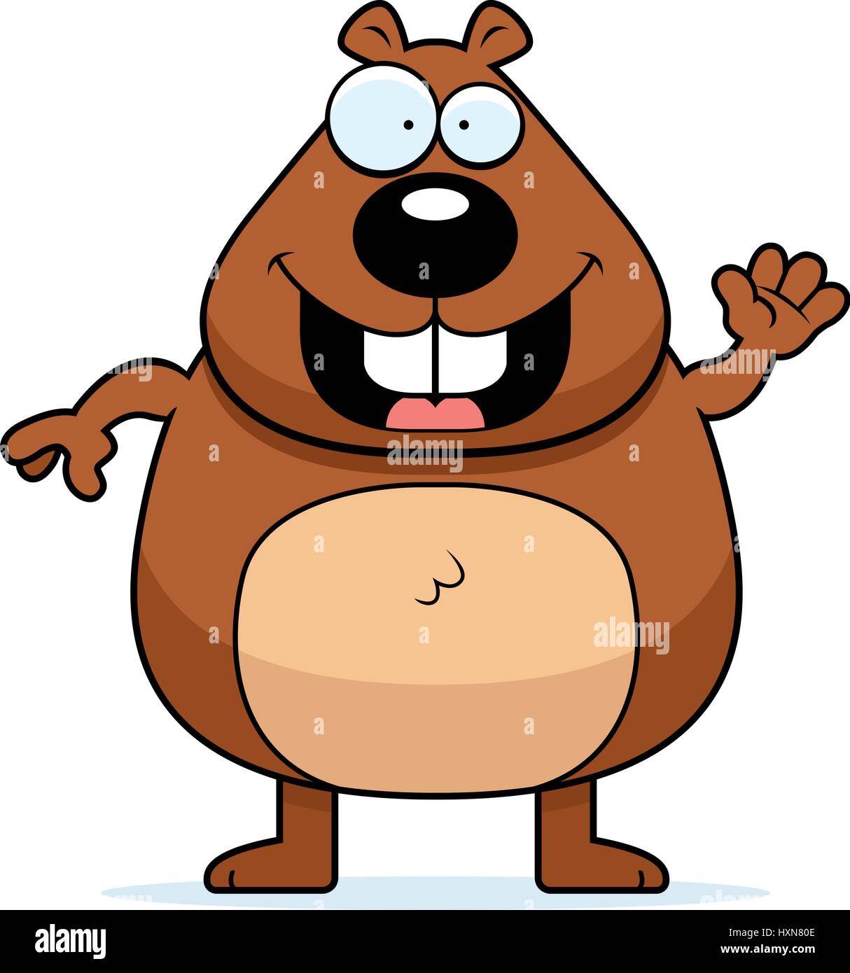 A cartoon illustration of a beaver waving and smiling Stock Vector ...