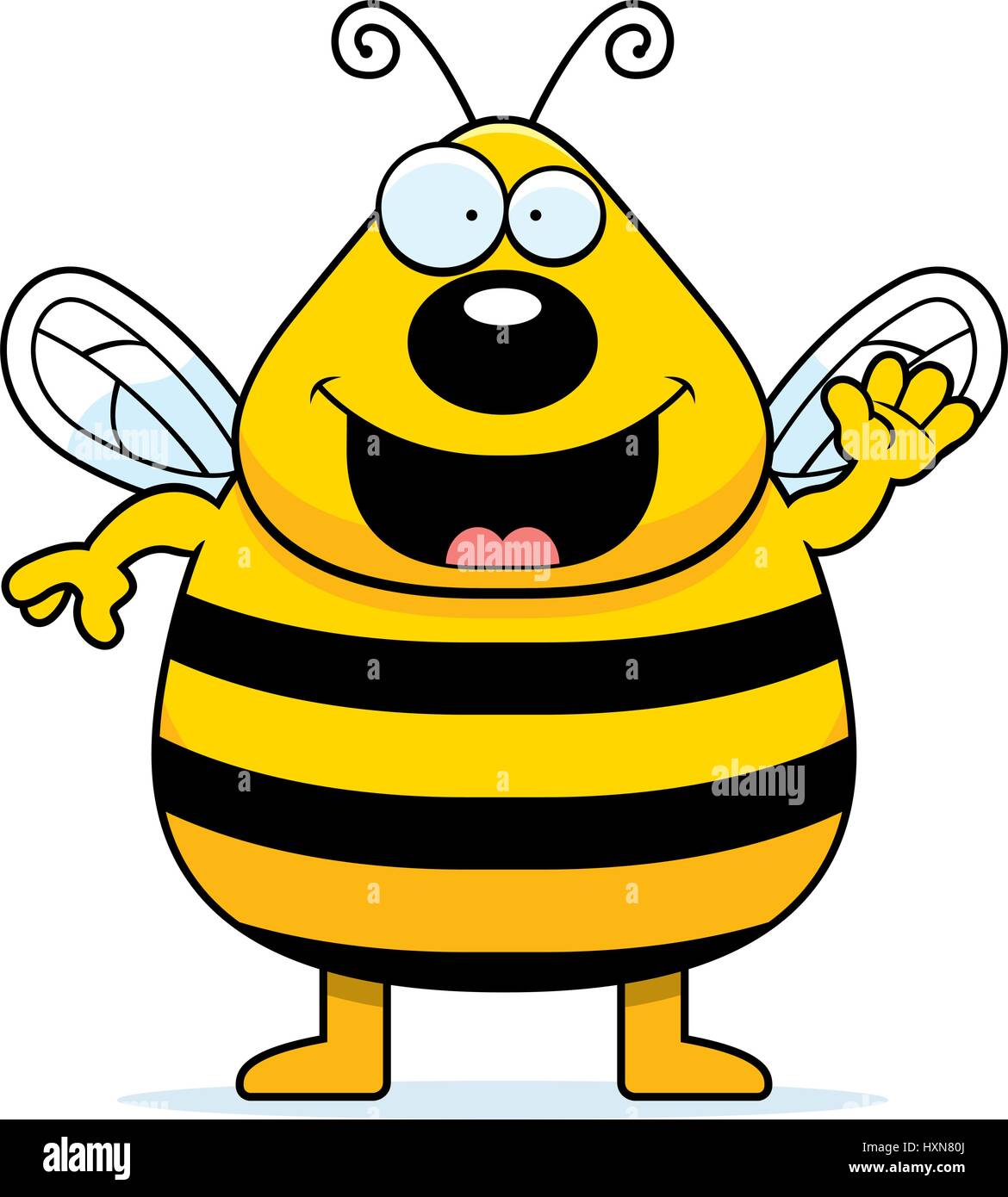 A cartoon illustration of a bee waving and smiling Stock Vector Image ...