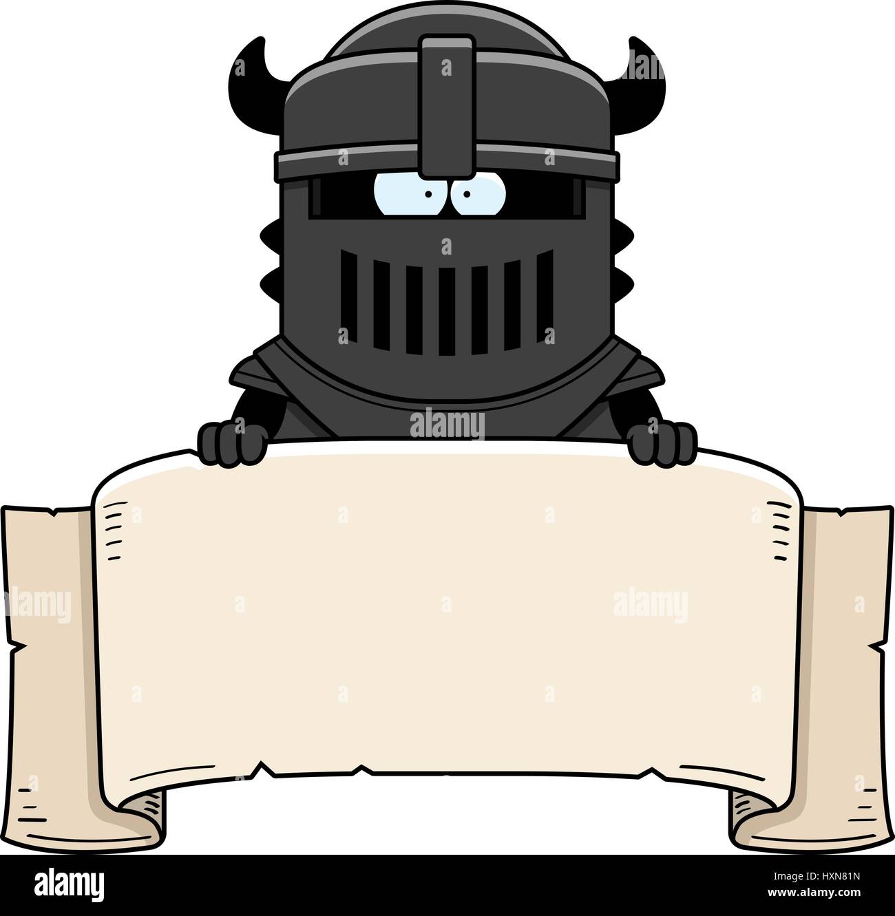 A cartoon illustration of the black knight with a banner Stock Vector ...