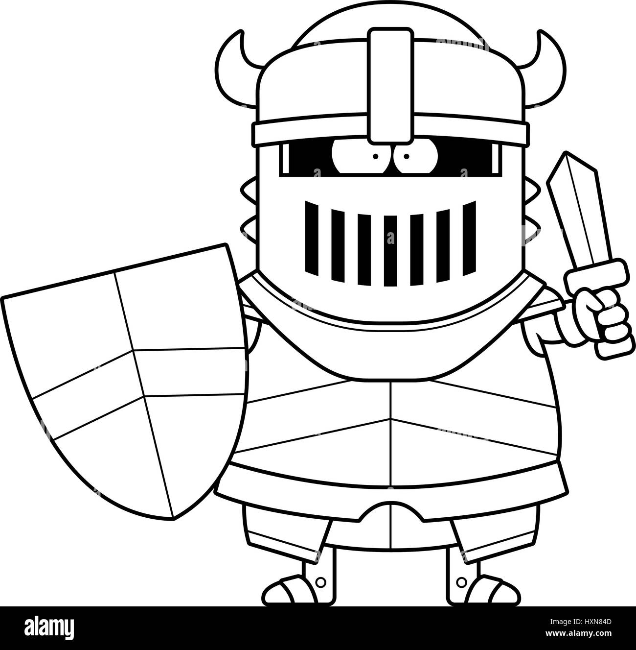 A cartoon illustration of the black knight with a sword Stock Vector ...