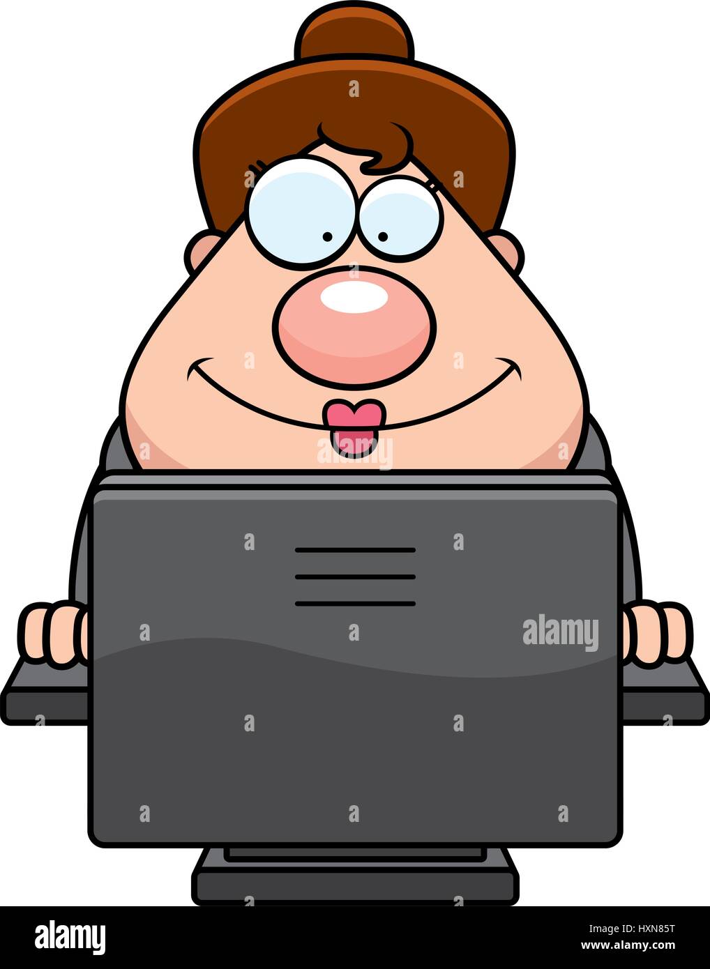 A cartoon illustration of a business woman using a computer Stock ...