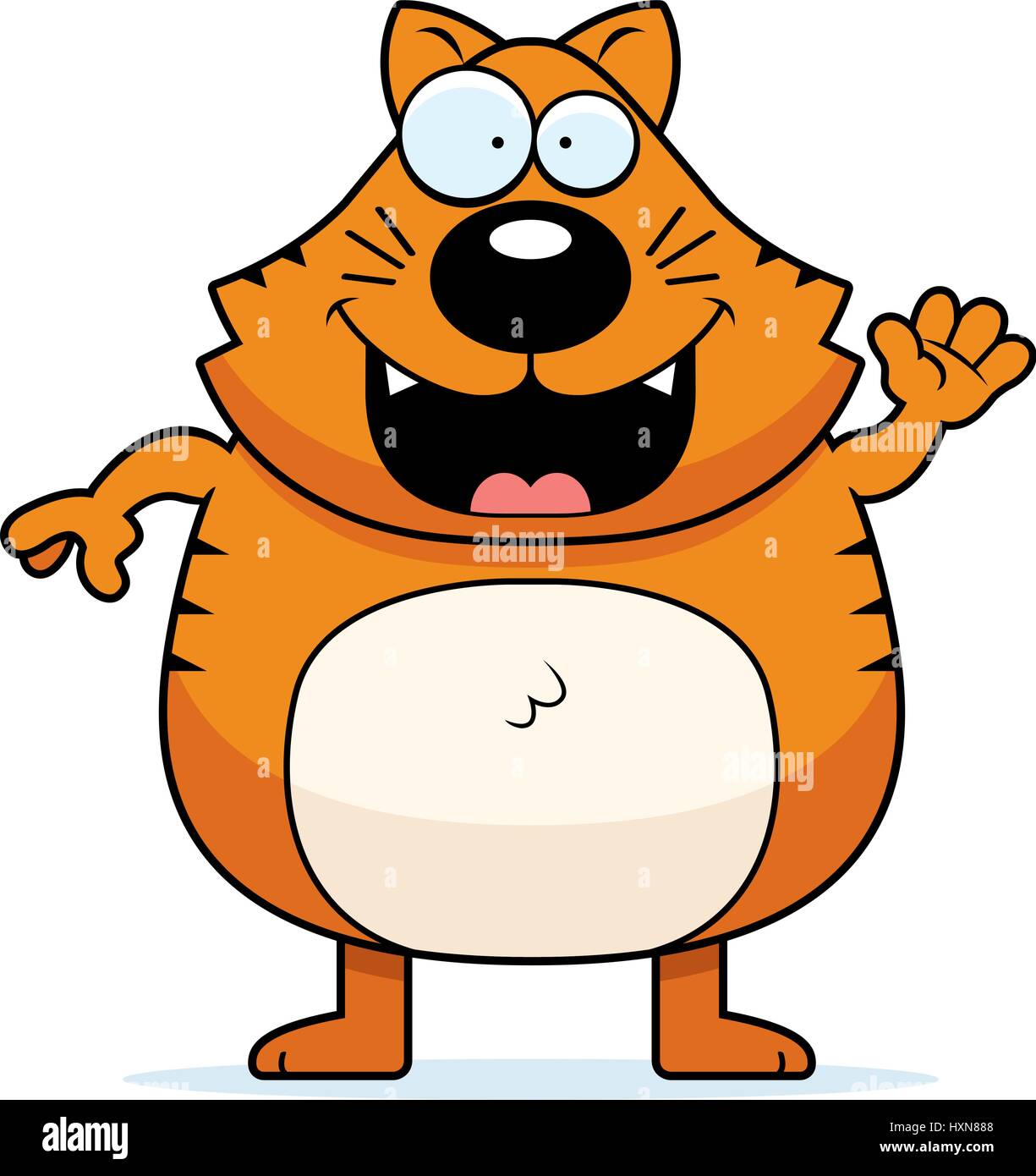 A cartoon illustration of a cat waving and smiling Stock Vector Image ...