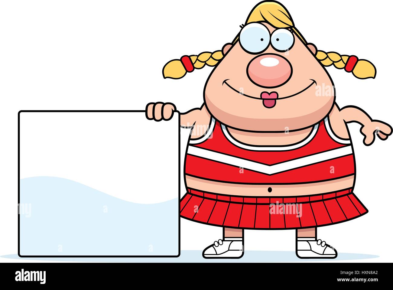 A cartoon illustration of a cheerleader with a sign Stock Vector Image ...