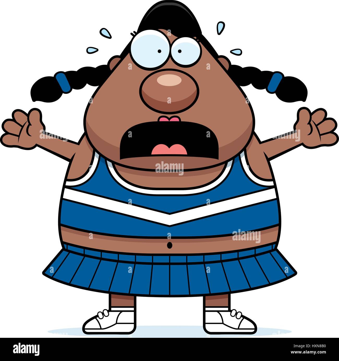 A cartoon illustration of a cheerleader looking scared Stock Vector ...