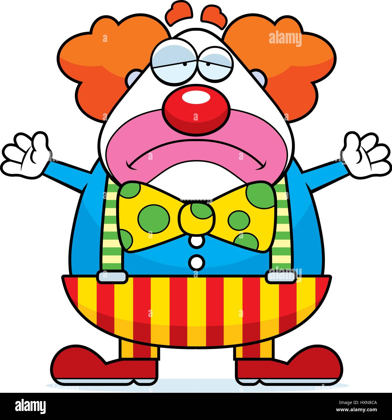 A cartoon illustration of a clown with a sad expression Stock Vector ...