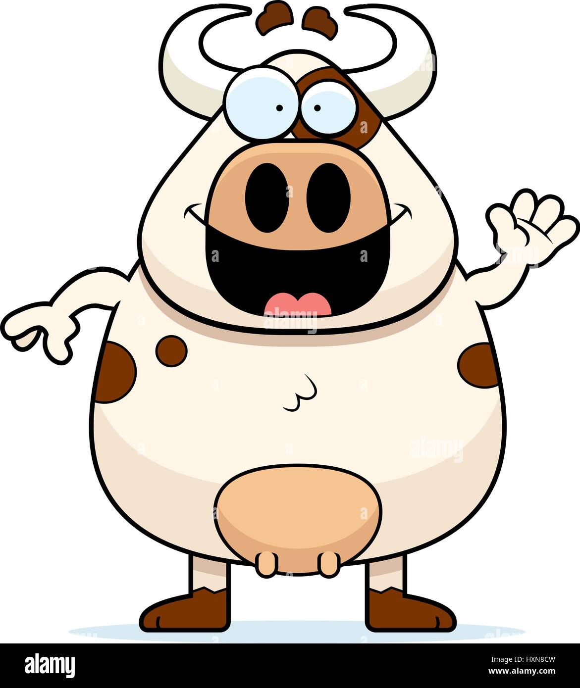 A cartoon illustration of a cow waving and smiling Stock Vector Image ...