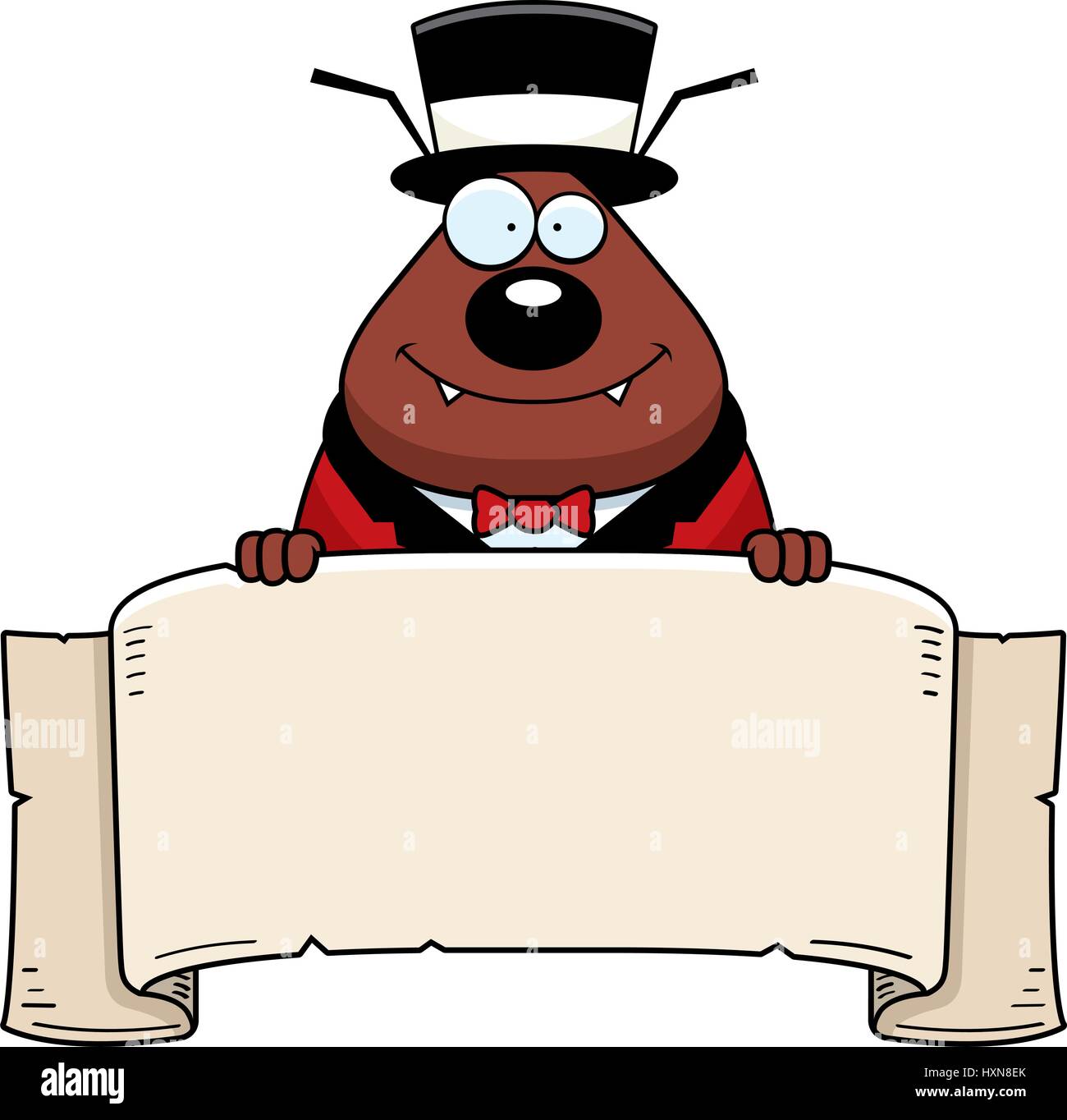 A cartoon illustration of a flea circus ringmaster with a banner Stock ...