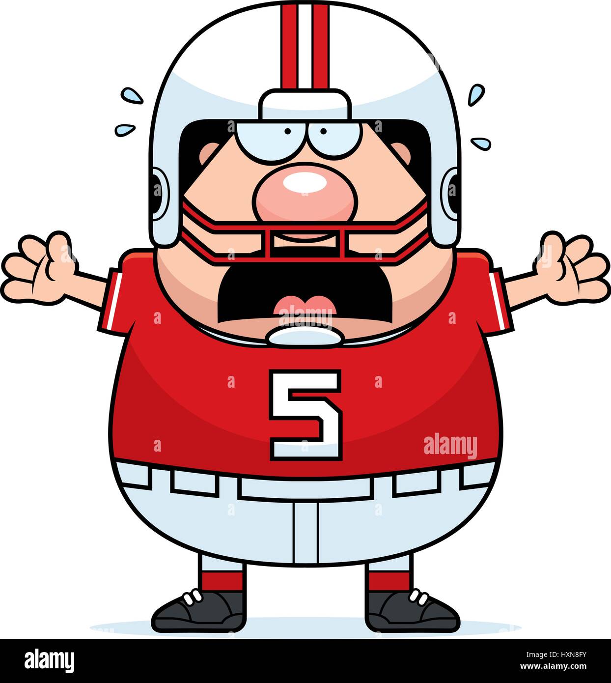 A cartoon illustration of a football player looking scared Stock Vector ...