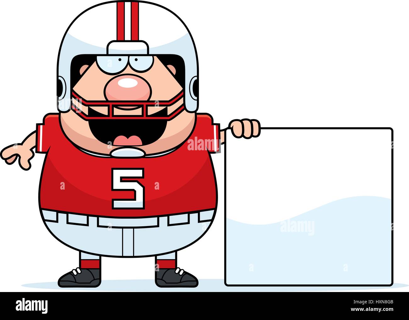 A cartoon illustration of a football player with a sign Stock Vector ...