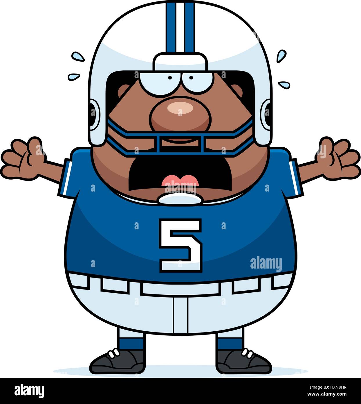 A cartoon illustration of a football player looking scared Stock Vector ...