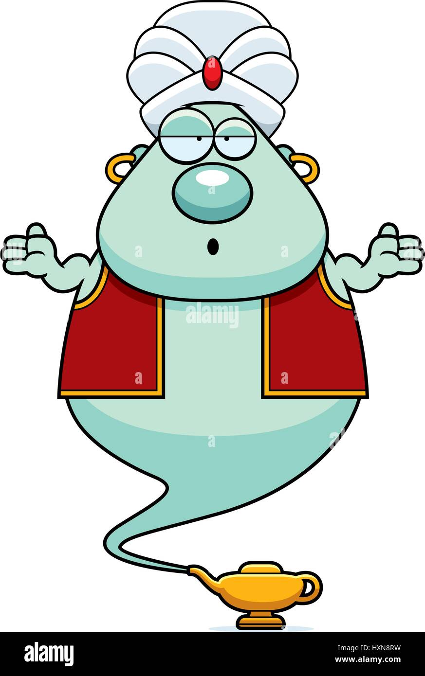 A cartoon illustration of a genie looking confused Stock Vector Image ...