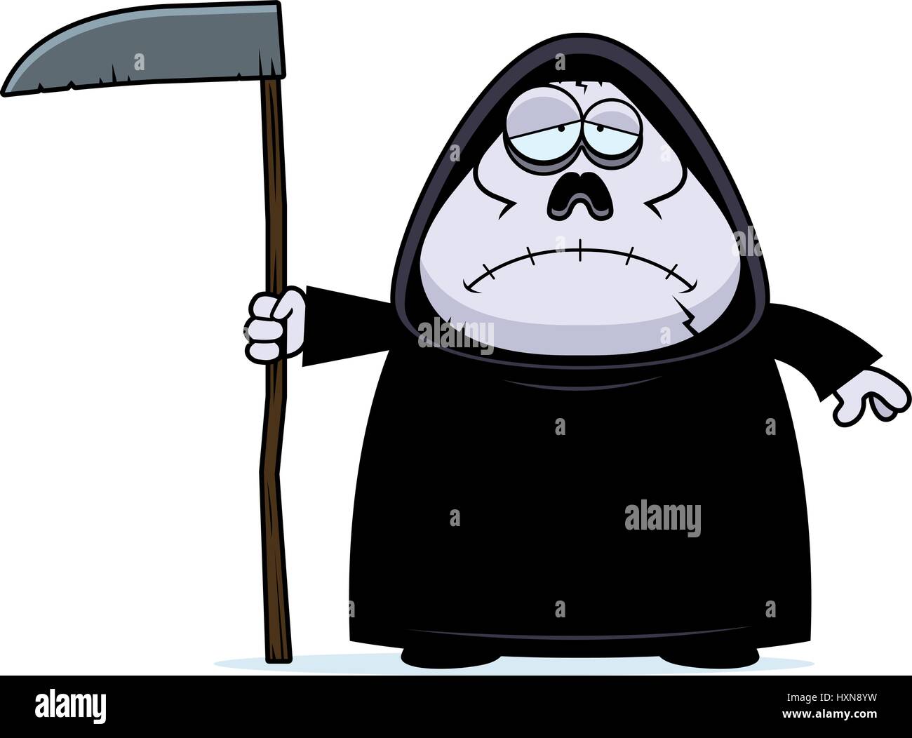A cartoon illustration of a grim reaper looking sad Stock Vector Image ...