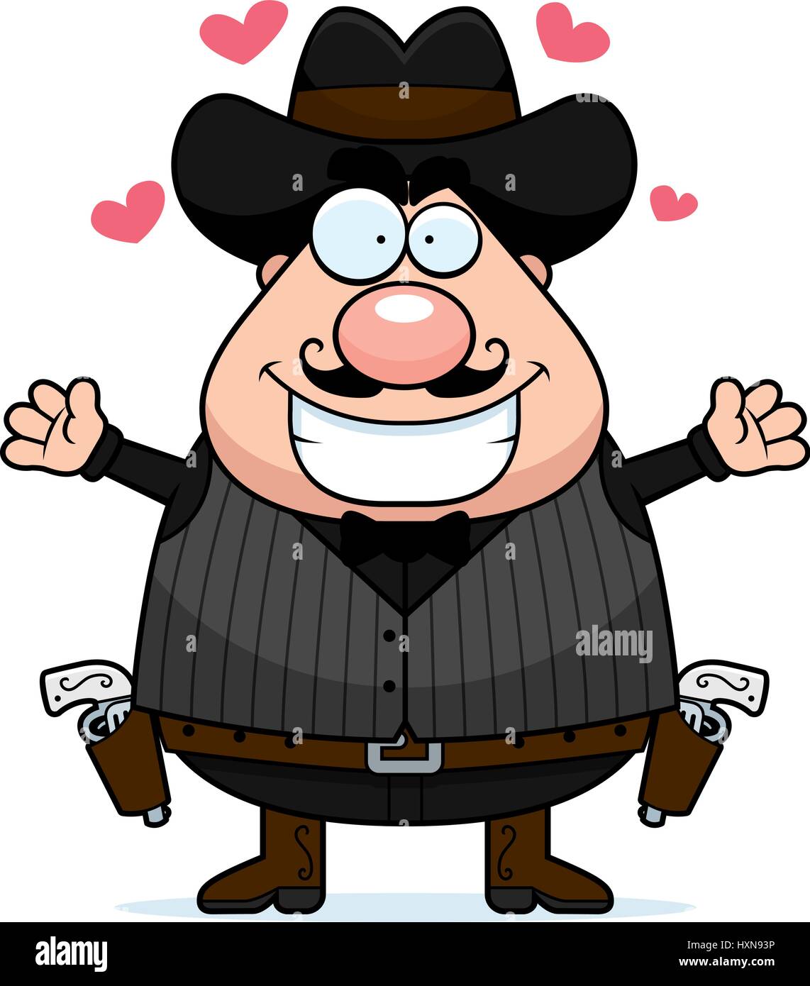 A cartoon illustration of a gunfighter ready to give a hug Stock Vector ...