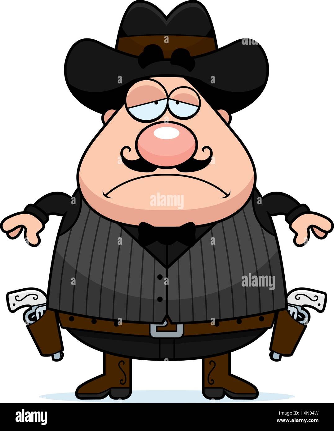 A cartoon illustration of a gunfighter looking sad Stock Vector Image ...