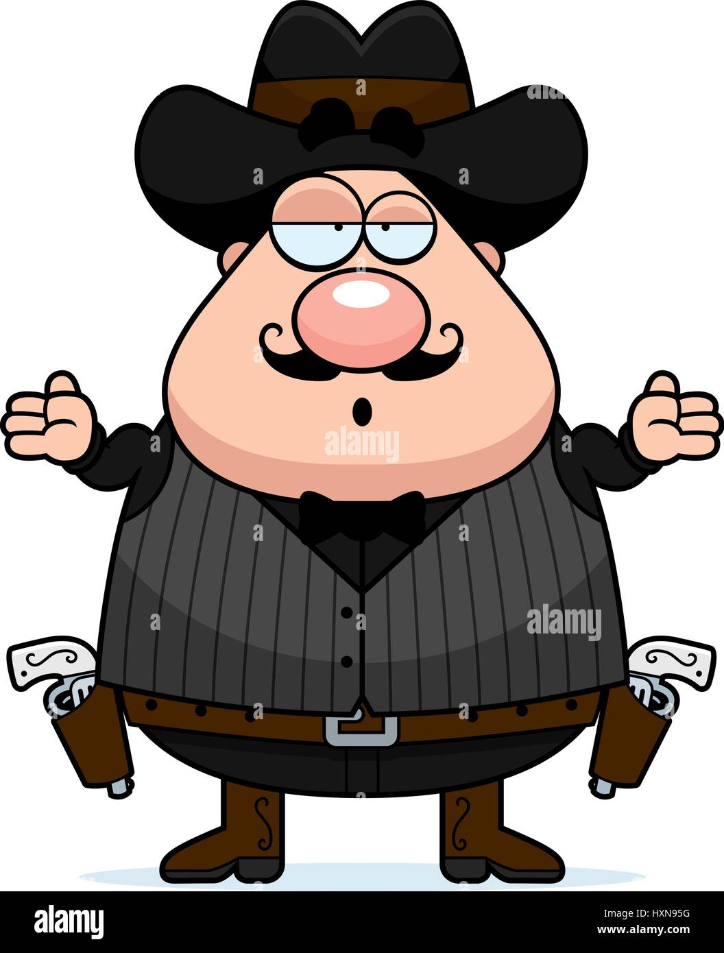 A cartoon illustration of a gunfighter looking confused Stock Vector ...