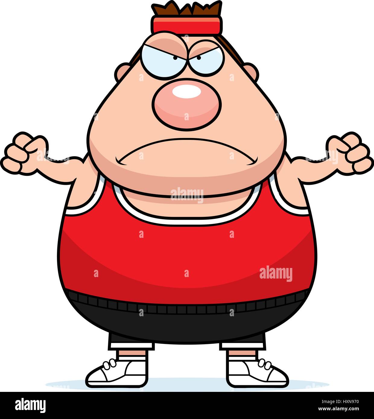 A cartoon illustration of an exercising man looking angry Stock Vector ...