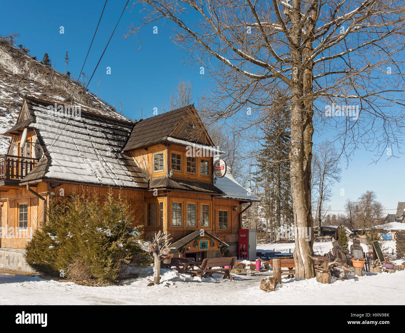 Wooden restaurant, an example of local architecture in Kiry near ...