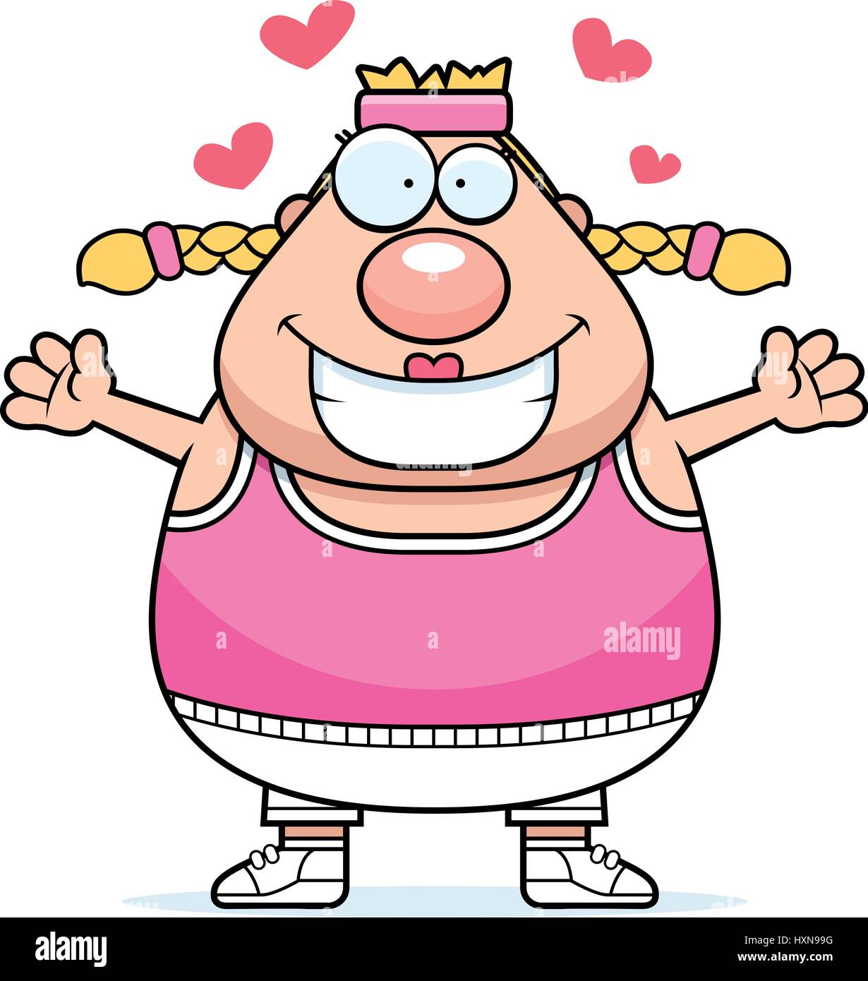 A cartoon illustration of an exercising woman ready to give a hug Stock ...