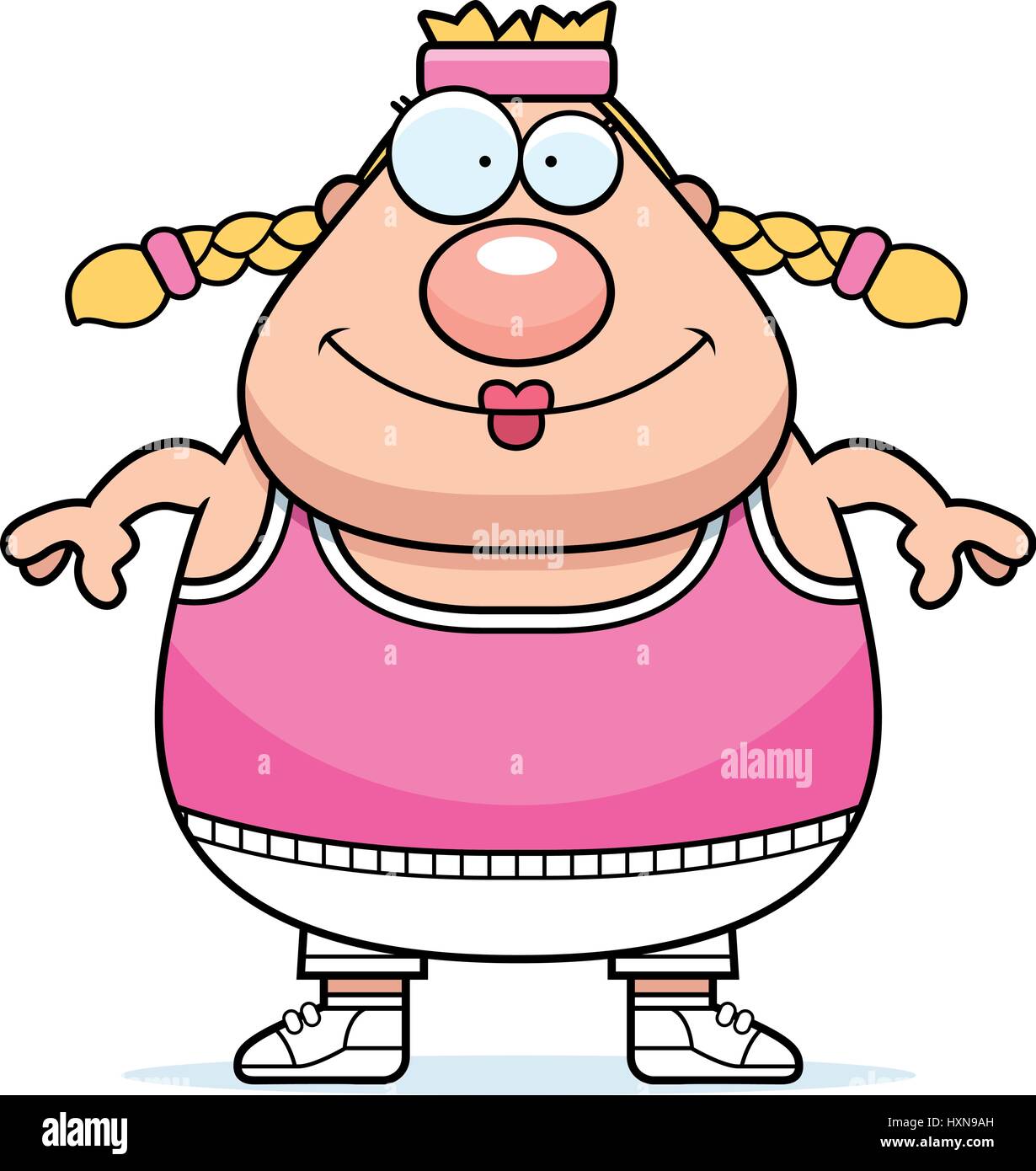 A cartoon illustration of an exercising woman smiling Stock Vector ...