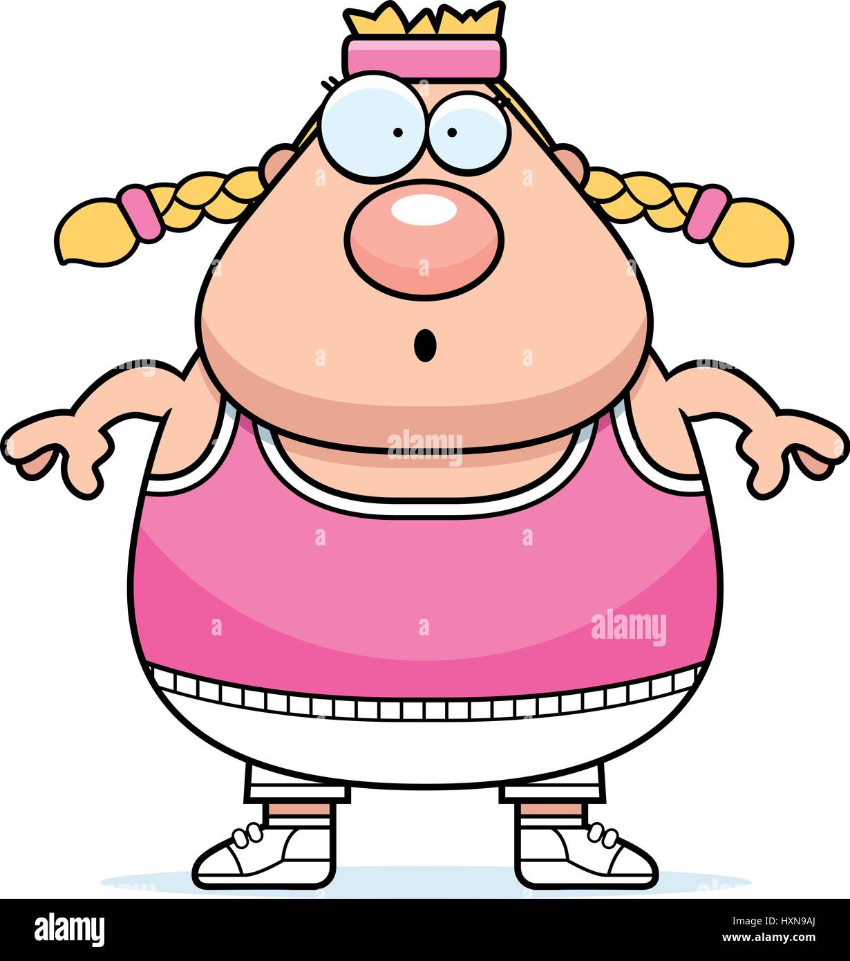 A cartoon illustration of an exercising woman looking surprised Stock ...
