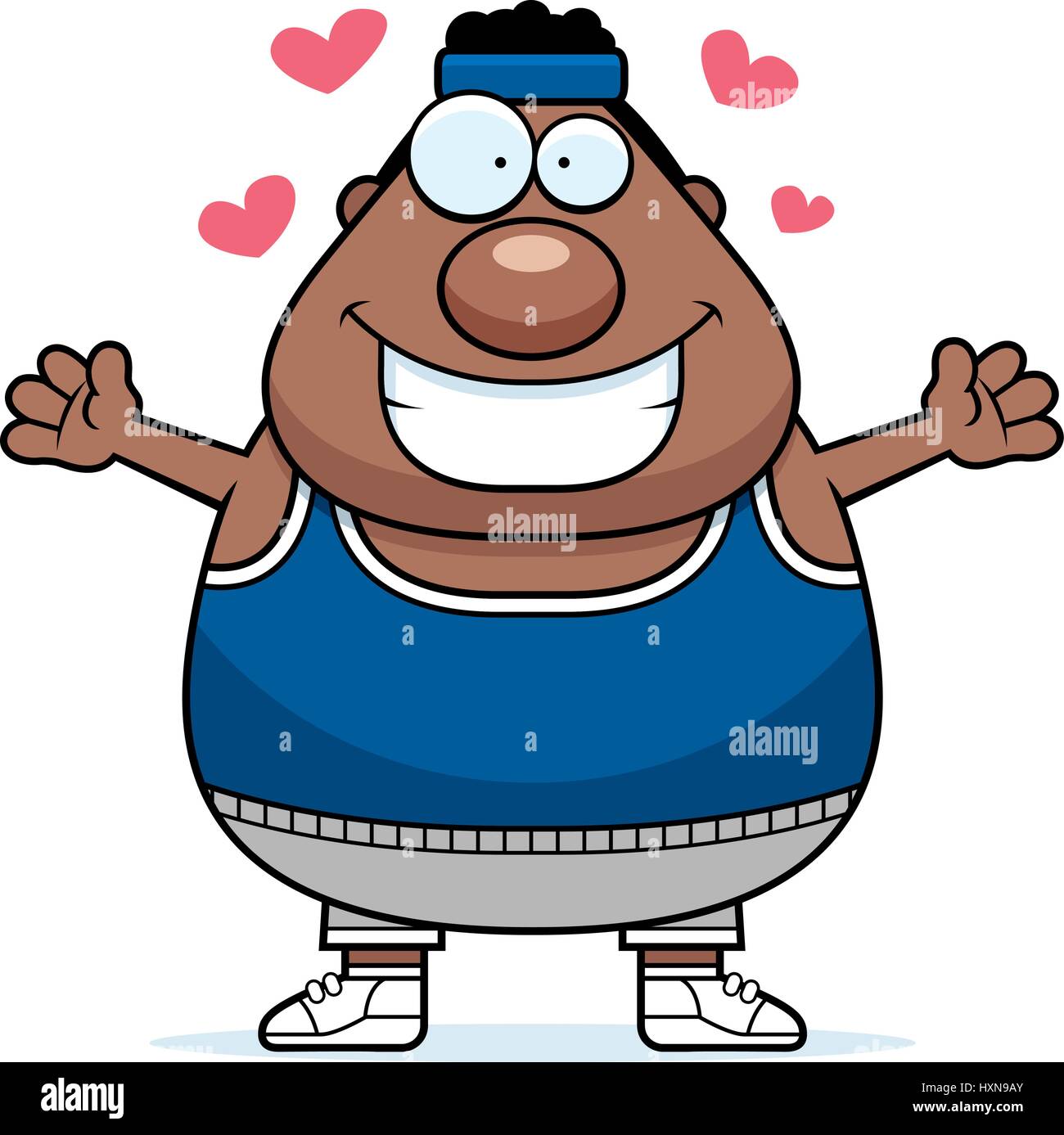 A cartoon illustration of an exercising man ready to give a hug Stock ...