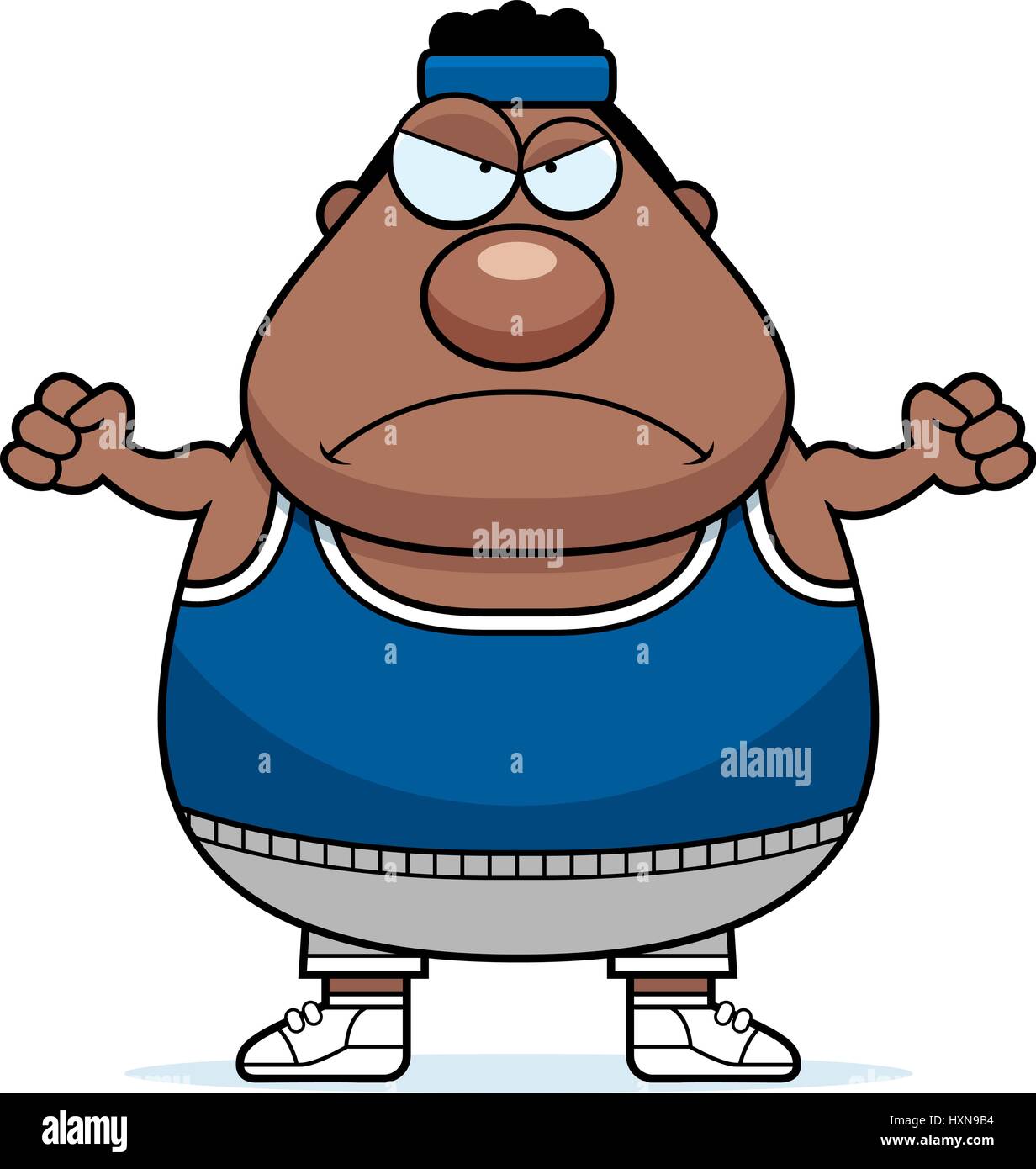 A cartoon illustration of an exercising man looking angry Stock Vector ...