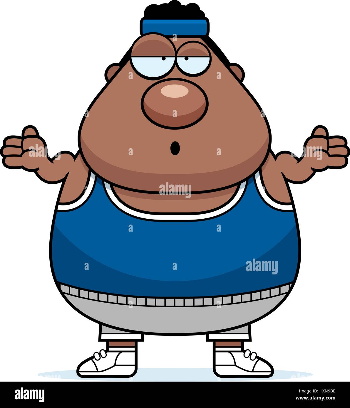 A cartoon illustration of an exercising man looking confused Stock ...