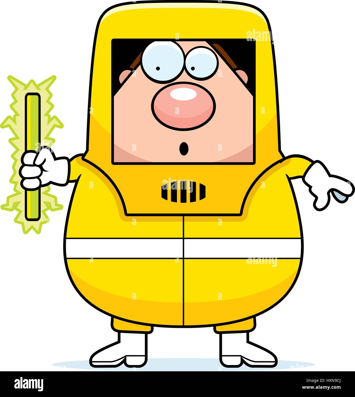 A cartoon illustration of a man in a hazmat suit with radioactive ...