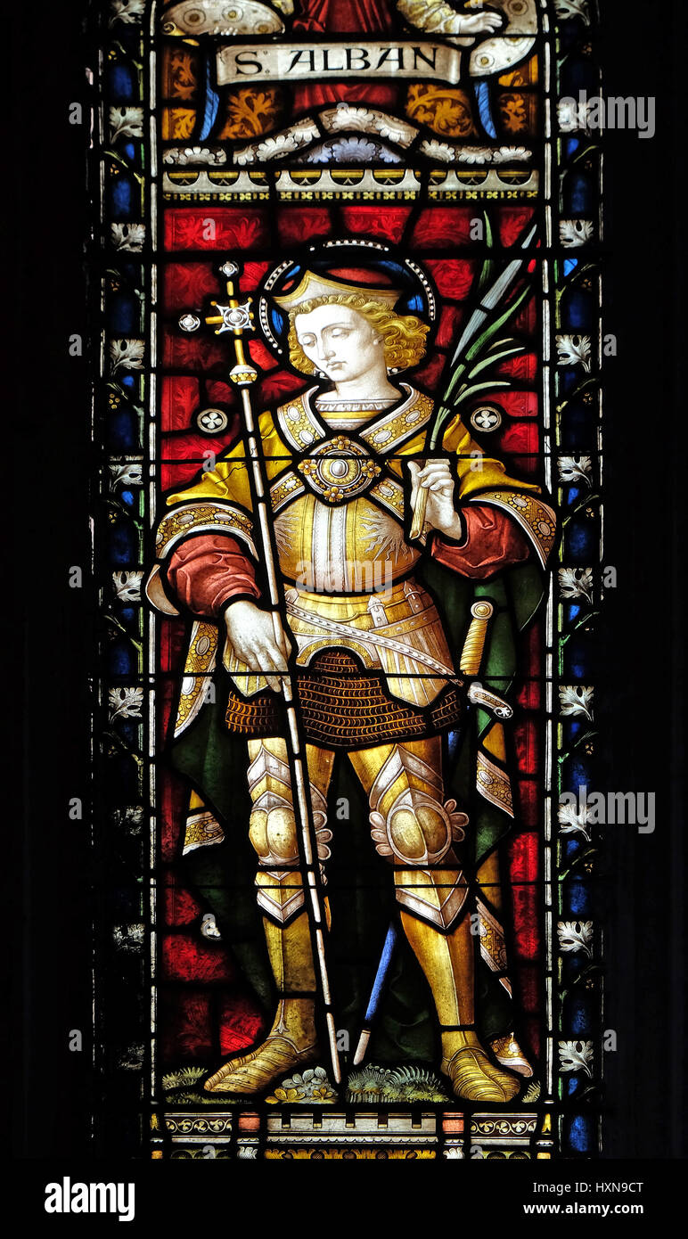 Saint Alban on the stained glass of All Saints' Anglican Church, Rome ...