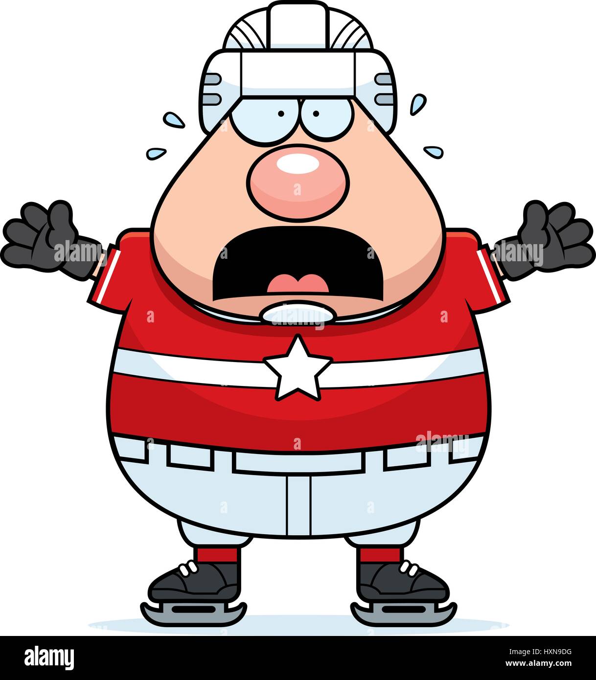 A cartoon illustration of a hockey player looking scared Stock Vector ...