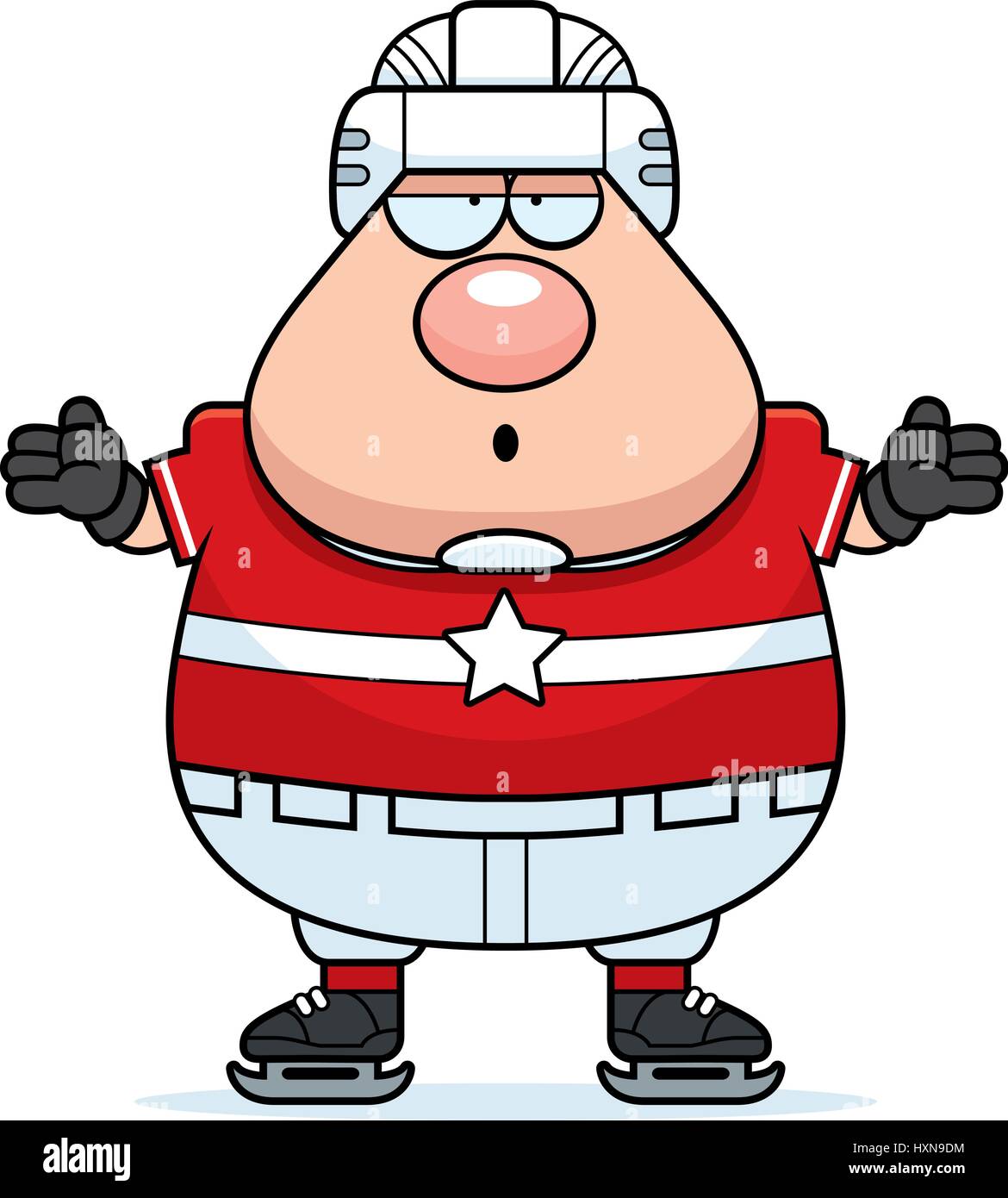 A cartoon illustration of a hockey player looking confused Stock Vector ...