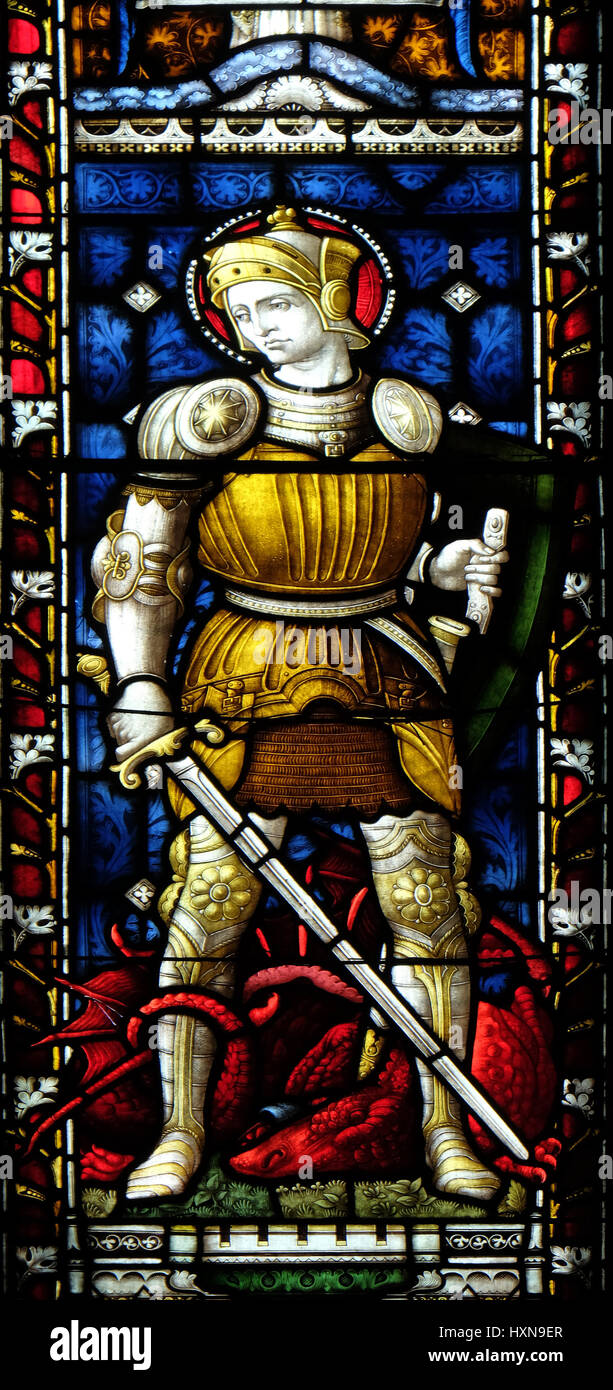 St george stained glass saints hi-res stock photography and images - Alamy