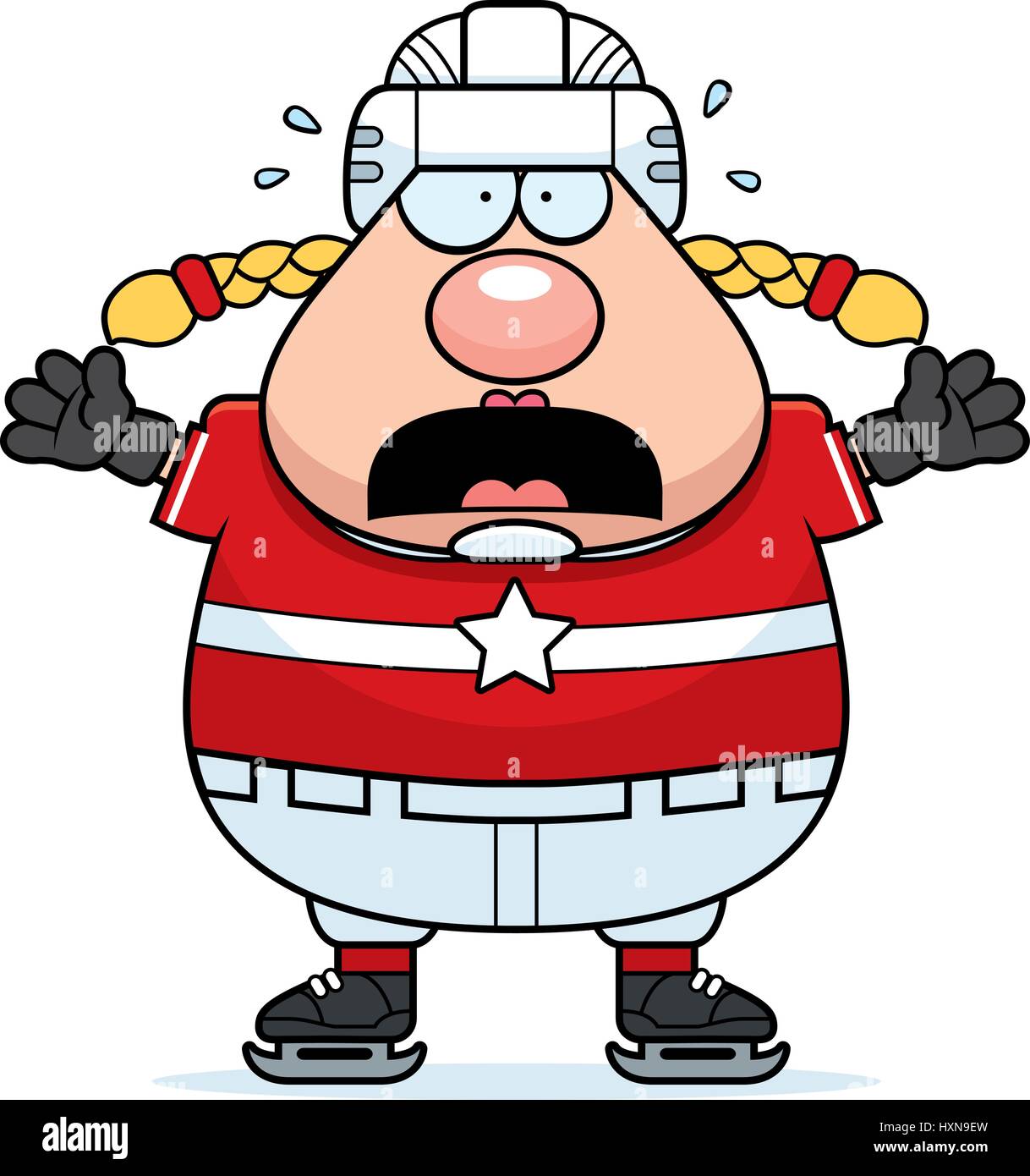 A cartoon illustration of a hockey player looking scared Stock Vector ...