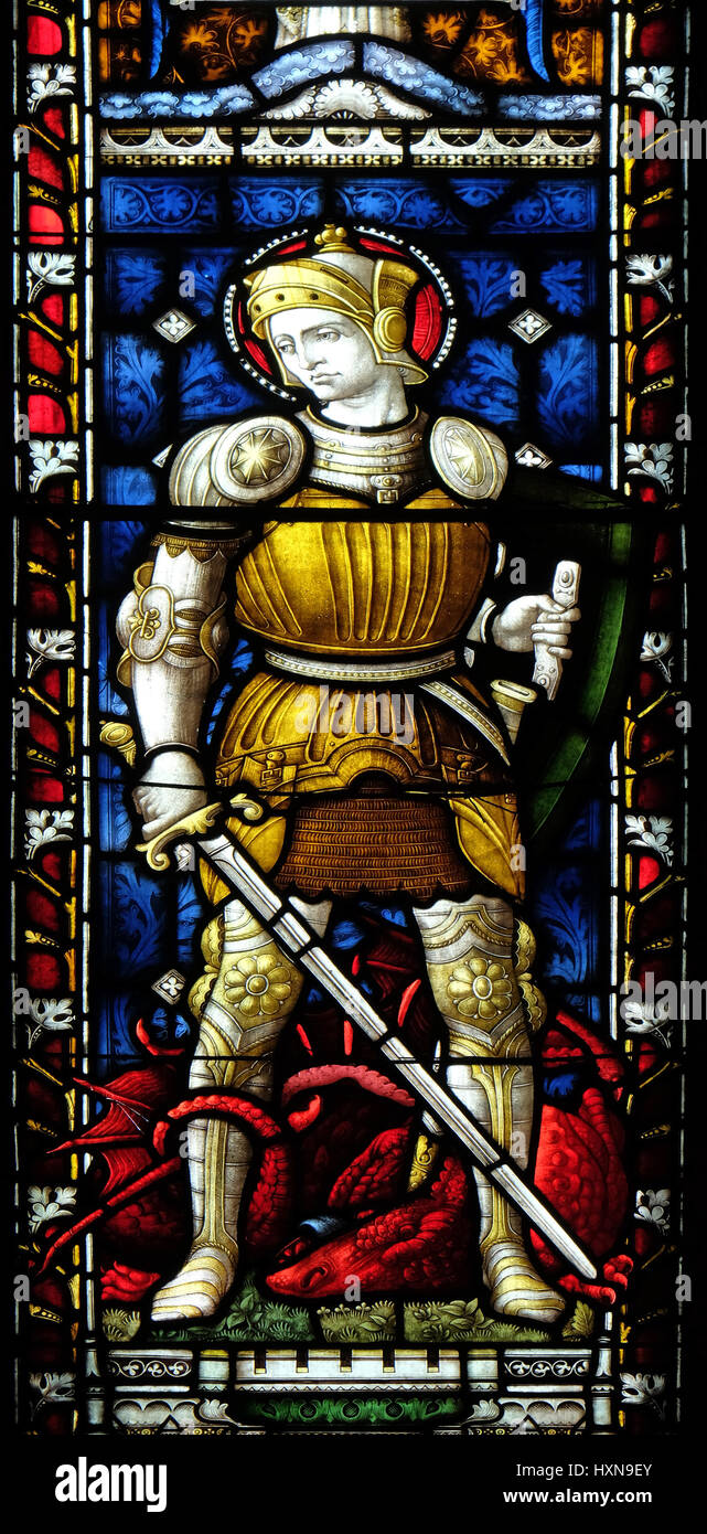 Saint George on the stained glass of All Saints' Anglican Church, Rome ...