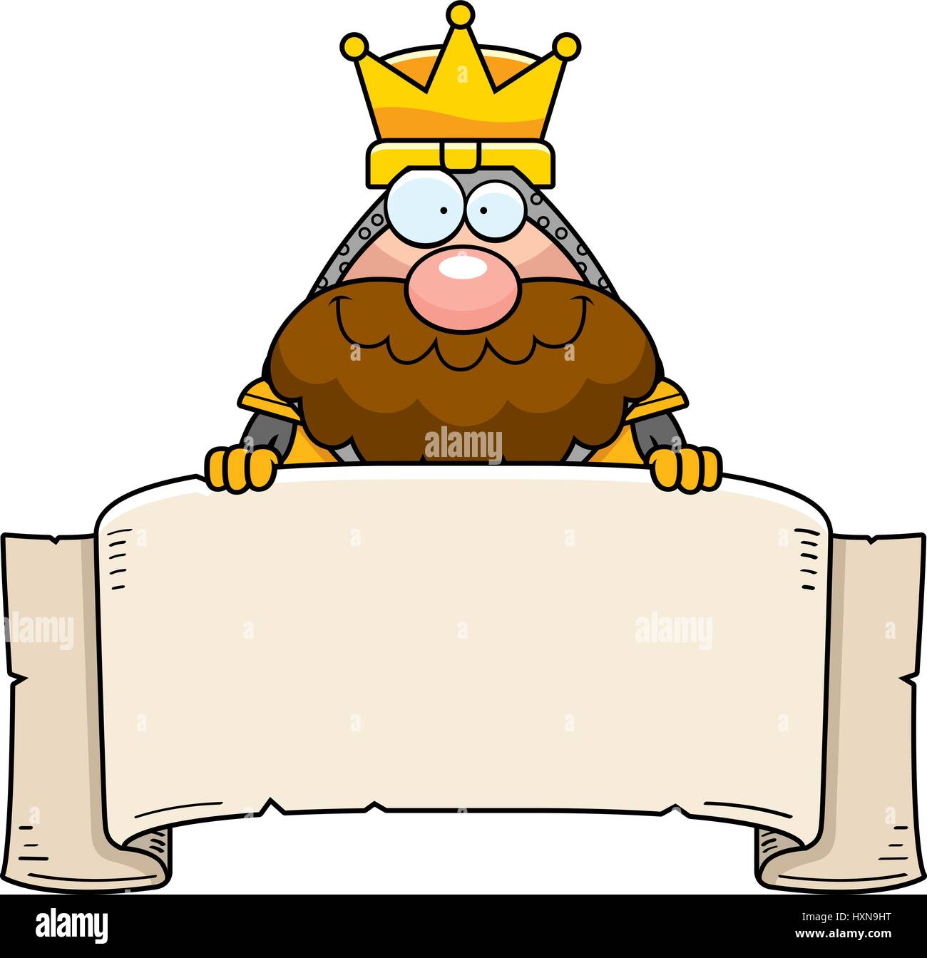 A cartoon illustration of a king in armor with a banner Stock Vector ...
