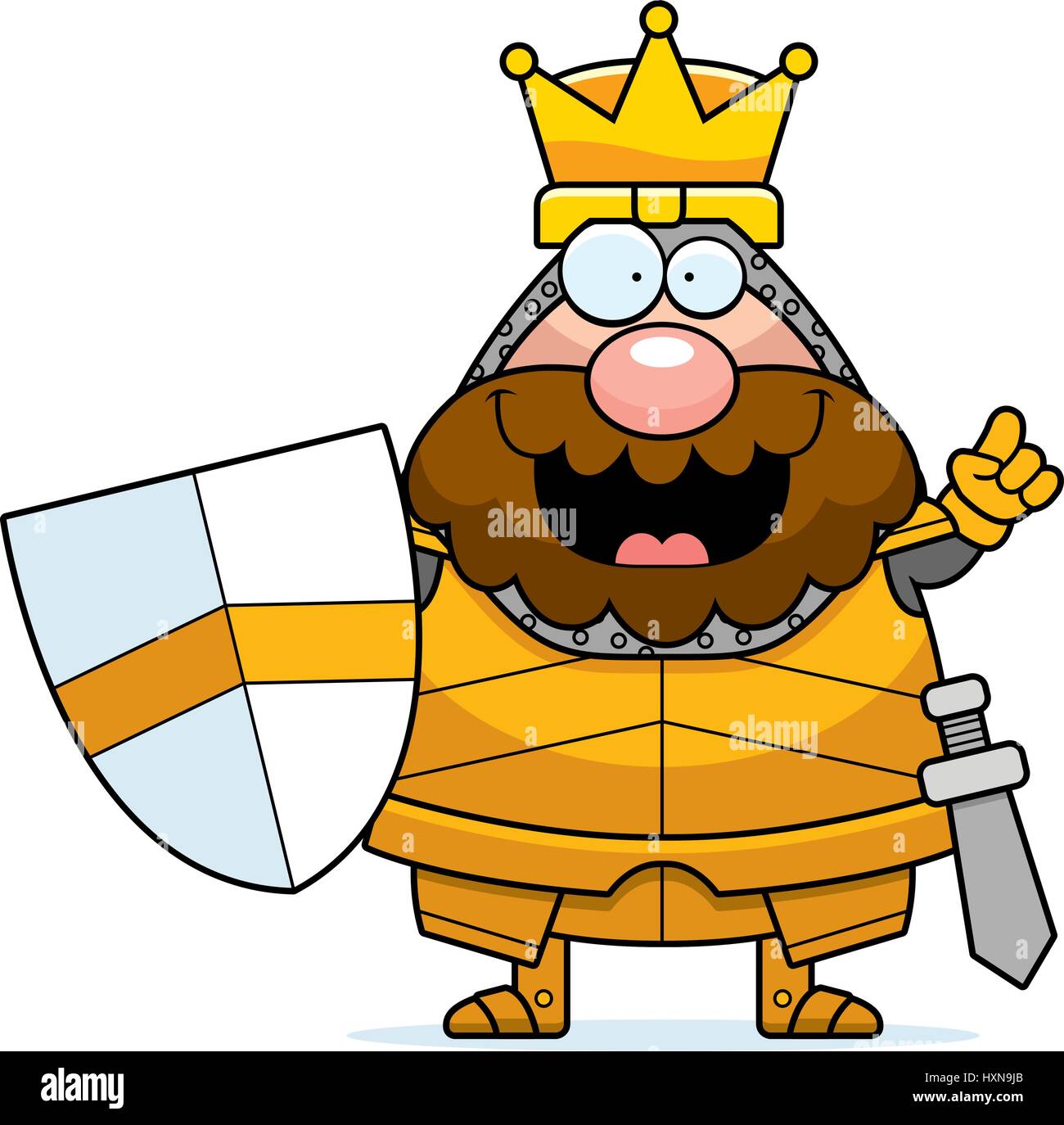 A cartoon illustration of a king in armor with an idea Stock Vector ...