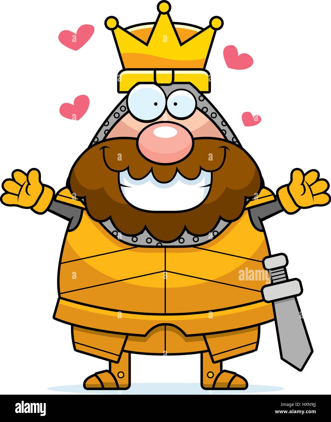 A cartoon illustration of a king in armor ready to give a hug Stock ...