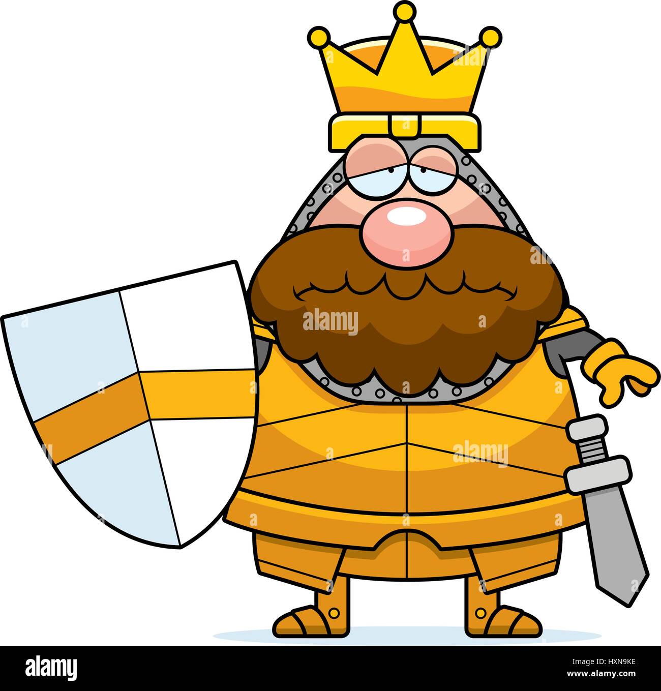 A cartoon illustration of a king in armor looking sad Stock Vector ...