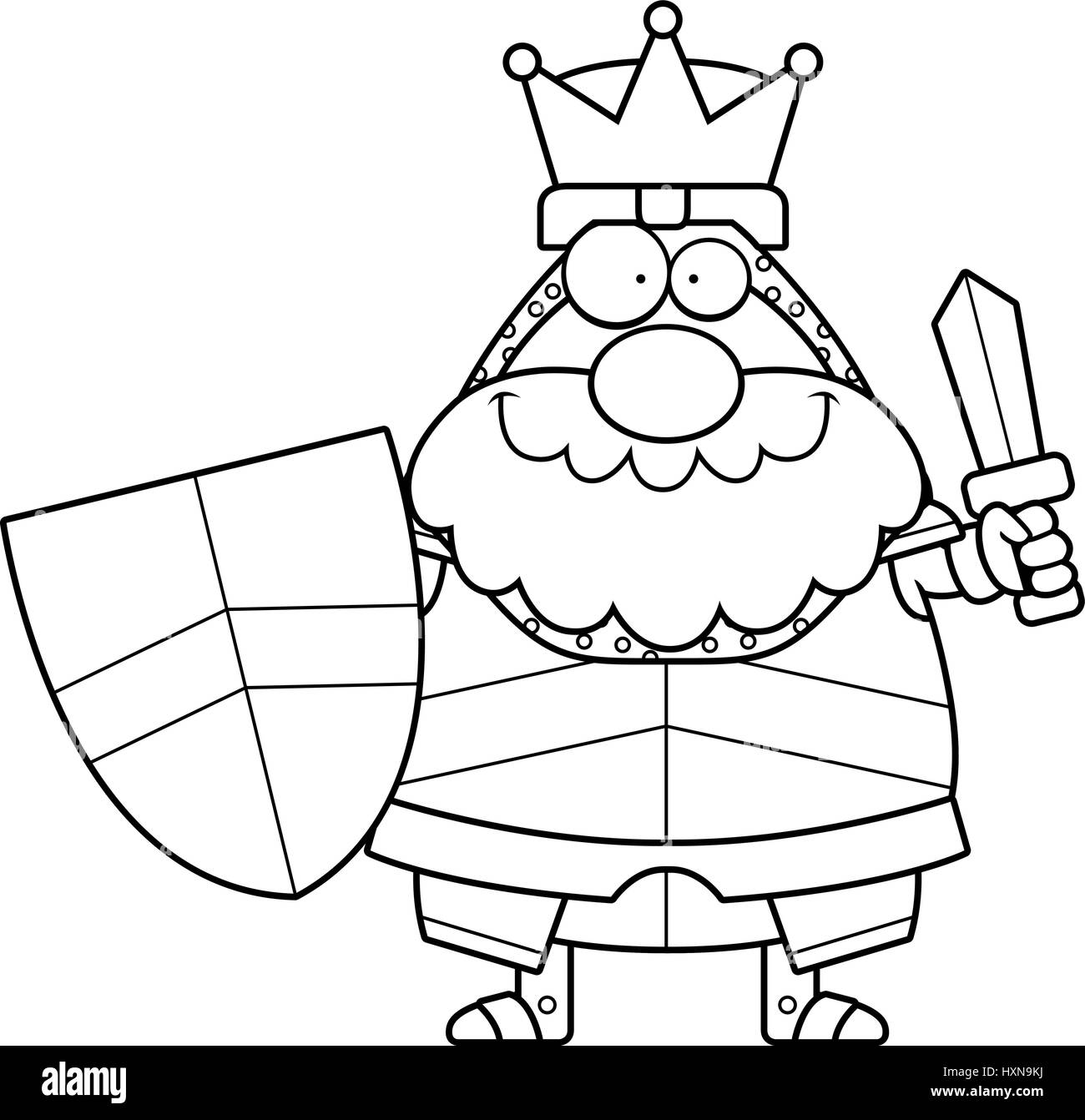 A cartoon illustration of a king in armor with a sword Stock Vector ...